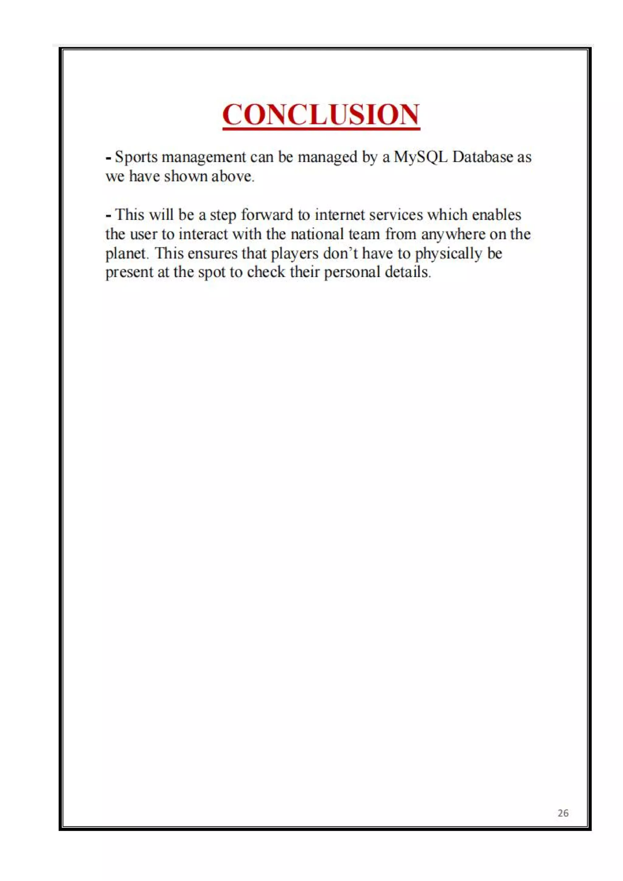 IP Project (Sports Mangement) Class 12 CBSE | PDF