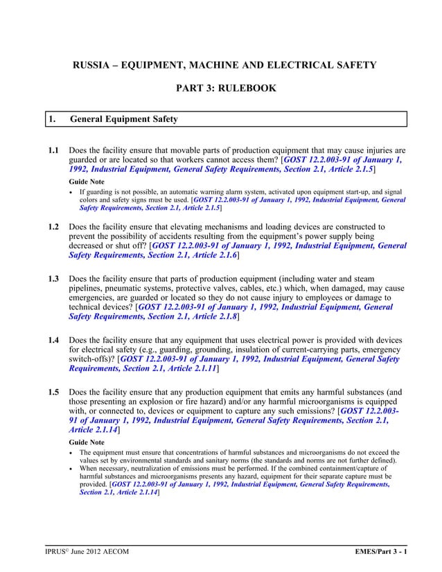 International Environmental Health and Safety Protocol Sample | PDF