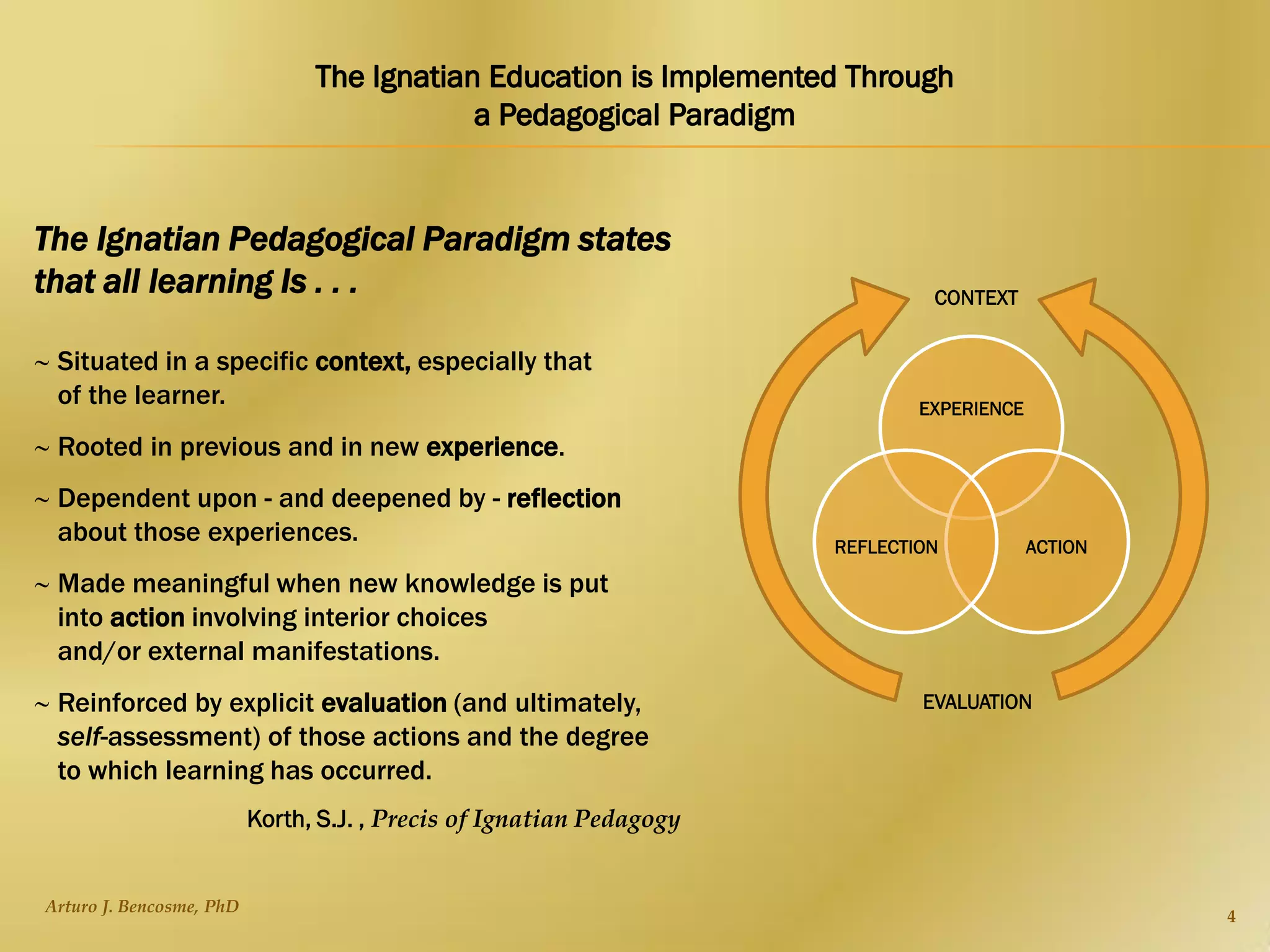Ignatian Pedagogical Paradigm: an scaffold to the learner´s journey a.j ...