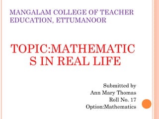 Mathematics in real life | PPT