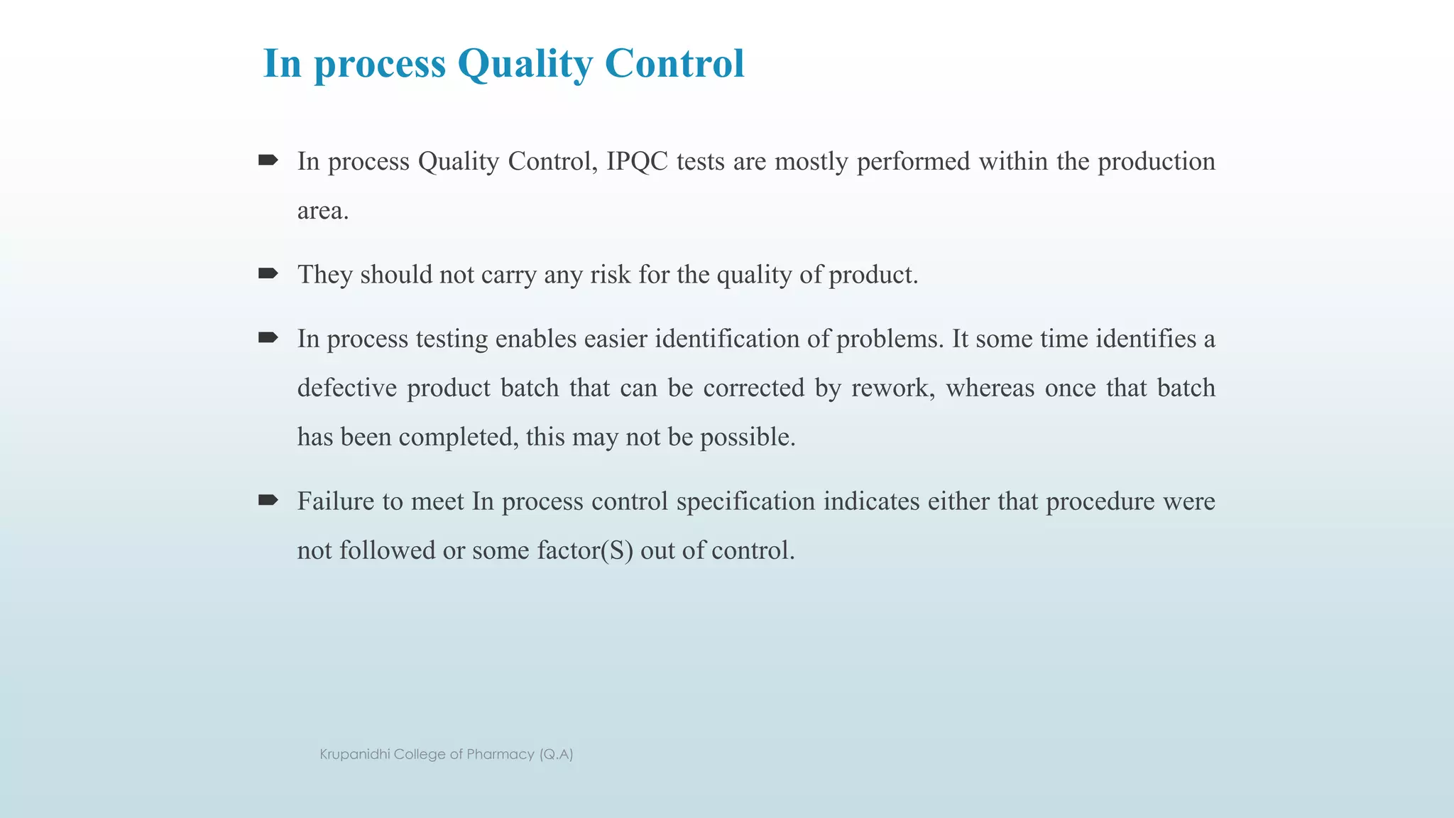 In Process Quality Control System (IPQC) for Solid Dosages Form ...