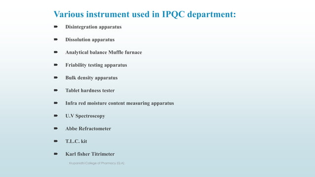In Process Quality Control System (IPQC) for Solid Dosages Form ...