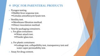IPQC For Parenterals - By Kaleem Petkar | PPT
