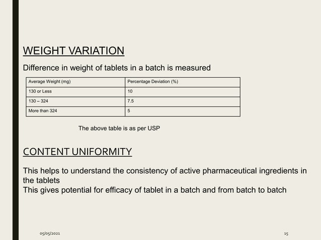 IPQC and FPQC for tablets | PPTX | Chemistry | Science