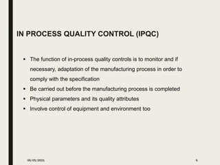 IPQC and FPQC for tablets | PPTX