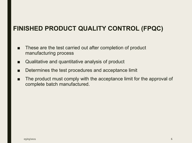 IPQC and FPQC for tablets | PPTX | Chemistry | Science