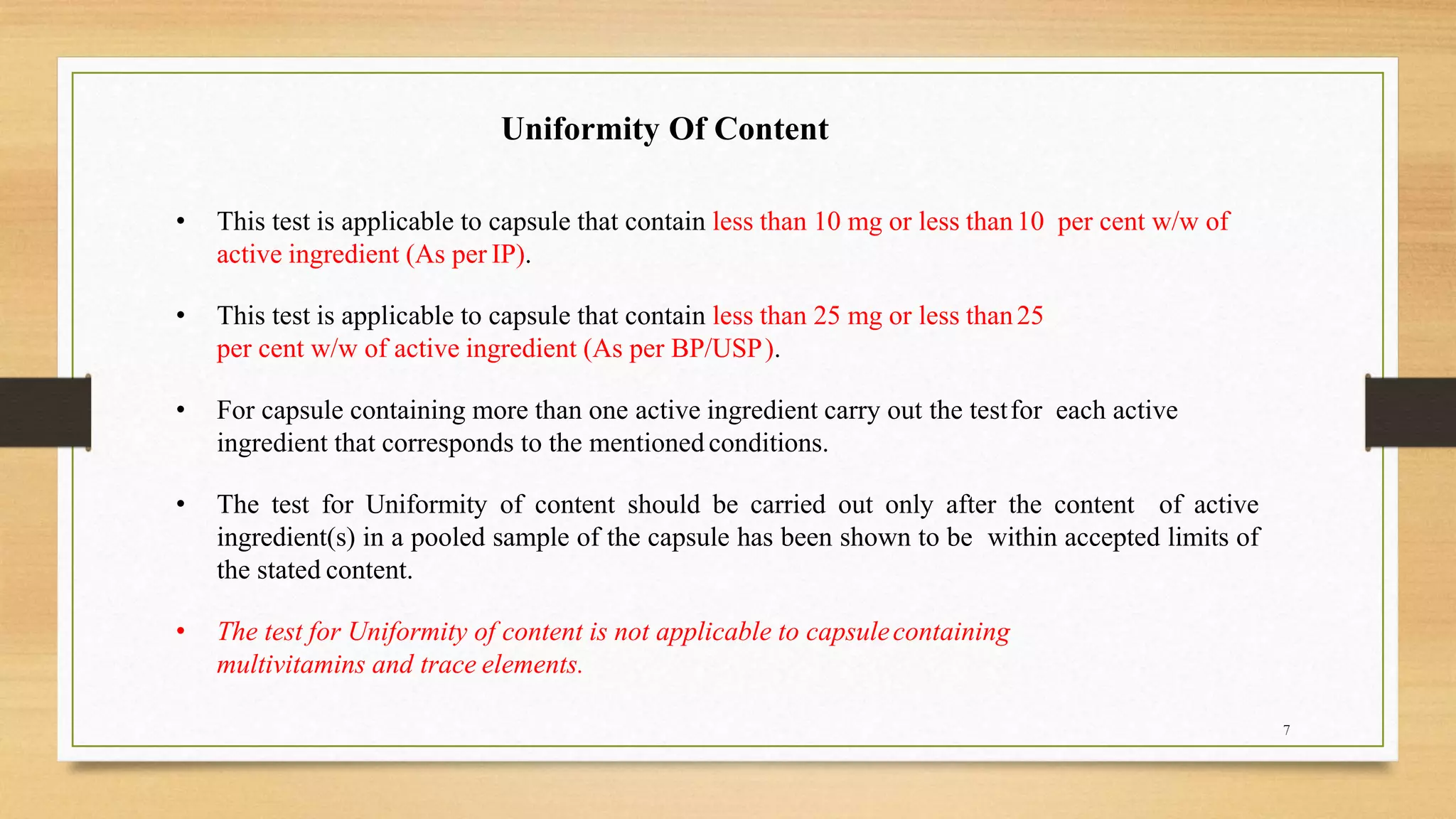 IPQC Tests for capsules As per IP, BP & USP | PPTX