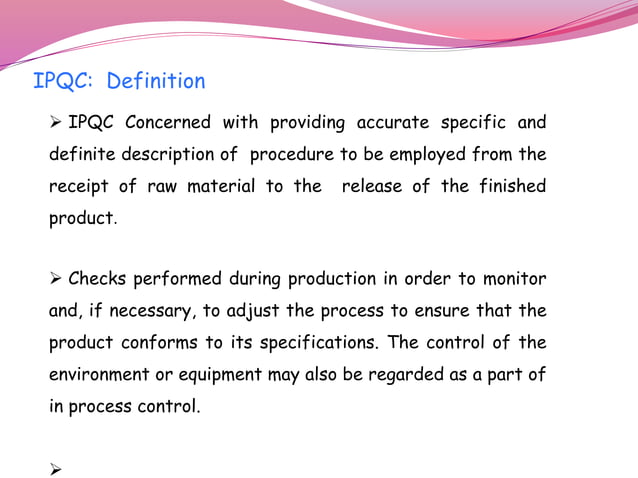 Ipqc | PPTX | Manufacturing Industry | Industries