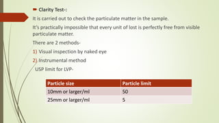 IPQC FOR PARENTRALS AND OPTHALMIC PRODUCTS | PPTX