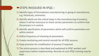 IPQC FOR PARENTRALS AND OPTHALMIC PRODUCTS | PPTX