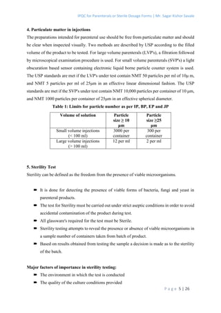In Process Quality Control Tests (IPQC) For Parenteral or Sterile ...