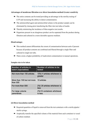 In Process Quality Control Tests (IPQC) For Parenteral or Sterile ...