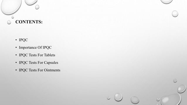 IPQC for tablets, capsules and ointments.pptx | Pharmaceutical Industry ...