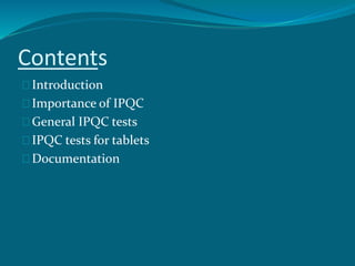 Ipqc for tablets | PPTX