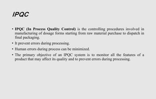 IPQC & FPQC tests for creams | PPT