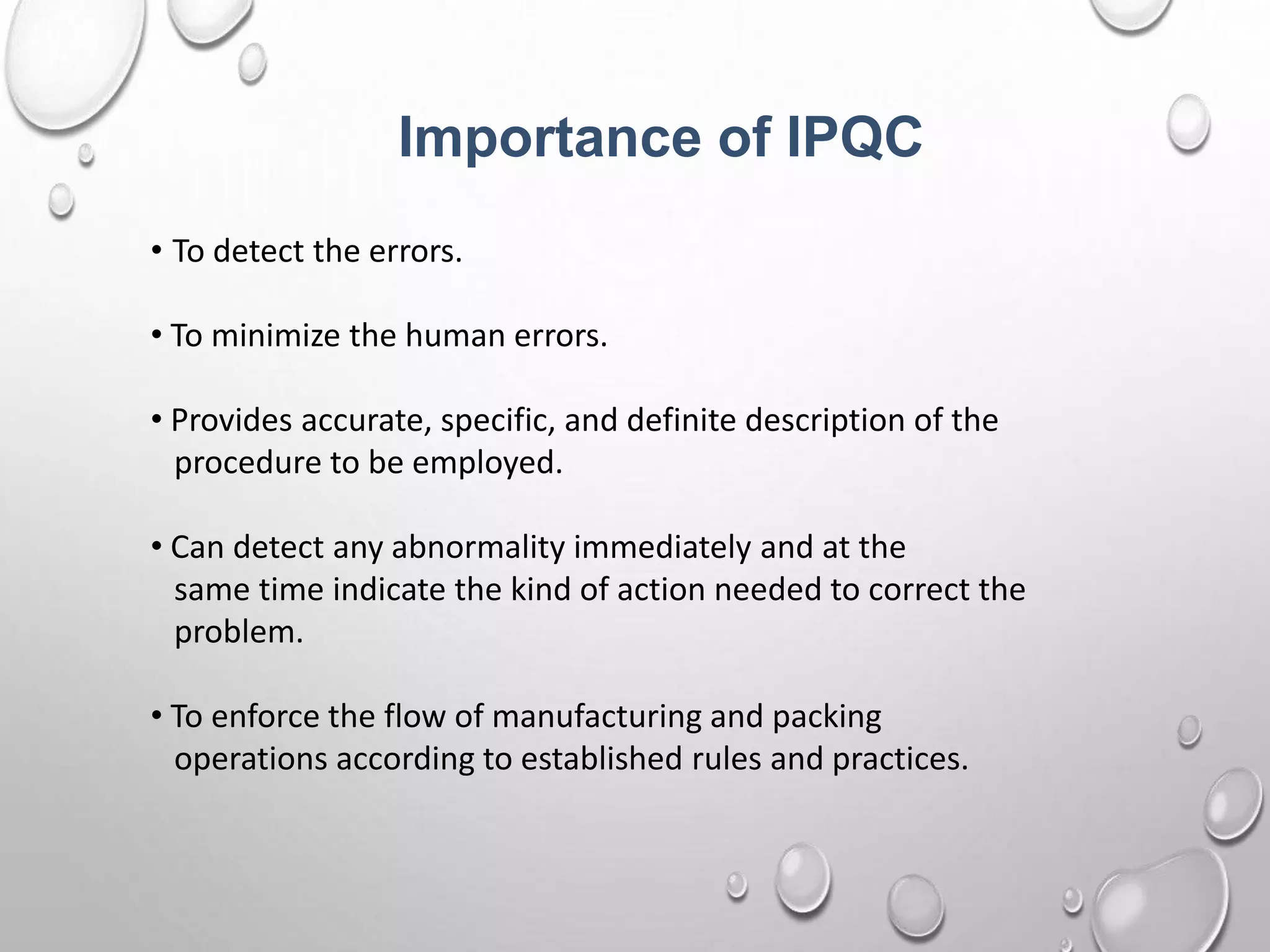 In Process Quality Control (IPQC) of pharmaceutical dosage form in Pharmaceutical Industry | PPTX