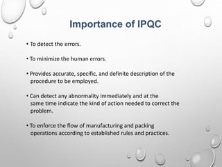 In Process Quality Control (IPQC) of pharmaceutical dosage form in ...