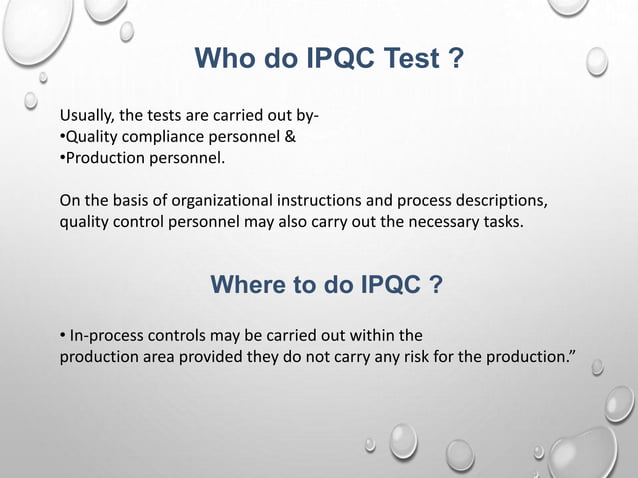 In Process Quality Control (IPQC) of pharmaceutical dosage form in ...