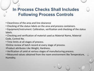 In Process Quality Control (IPQC) of pharmaceutical dosage form in ...