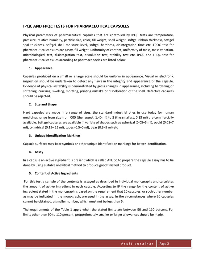 Ipqc of capsule | PDF