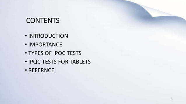 IN-PROCESS QUALITY CONTROL TESTS - IPQC OF TABLETS ppt | PPTX ...