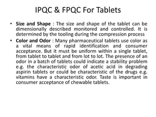 Ipqc test of tablet | PPTX
