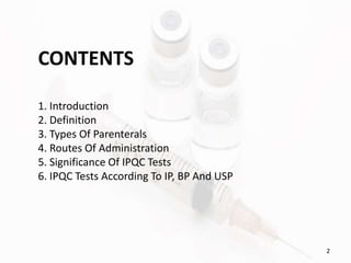 IPQC tests for Parenterals | PPTX