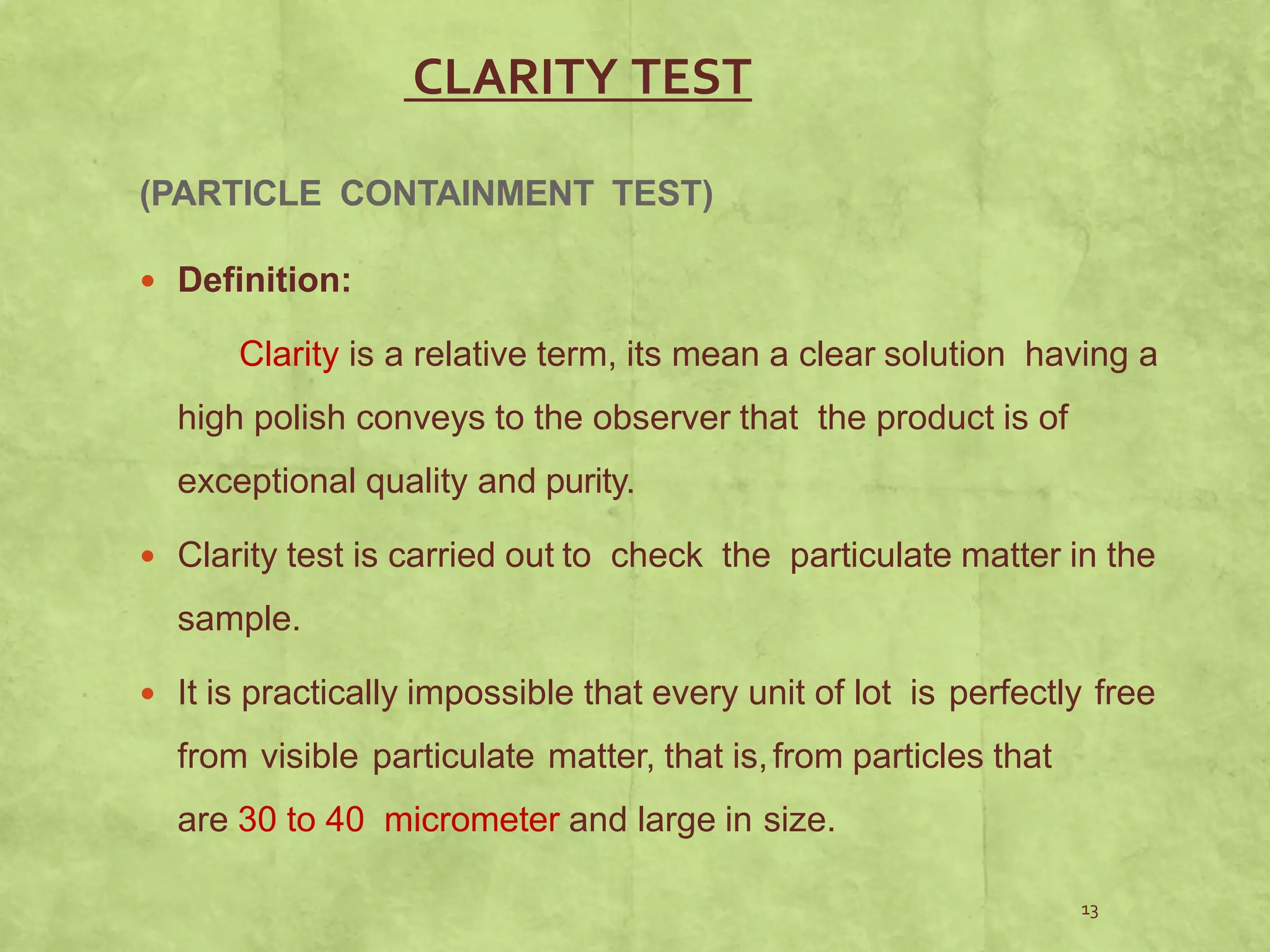 Ipqc tests for sterile formulations | PPTX