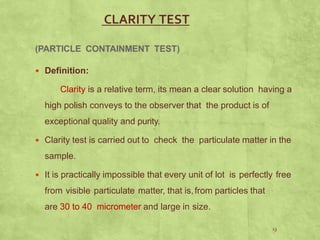 Ipqc tests for sterile formulations | PPTX