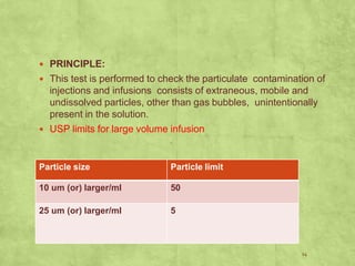 Ipqc tests for sterile formulations | PPTX