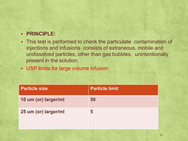 Ipqc tests for sterile formulations | PPTX | Chemistry | Science