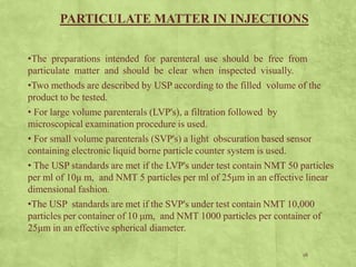 Ipqc tests for sterile formulations | PPTX
