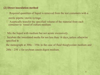 Ipqc tests for sterile formulations | PPTX