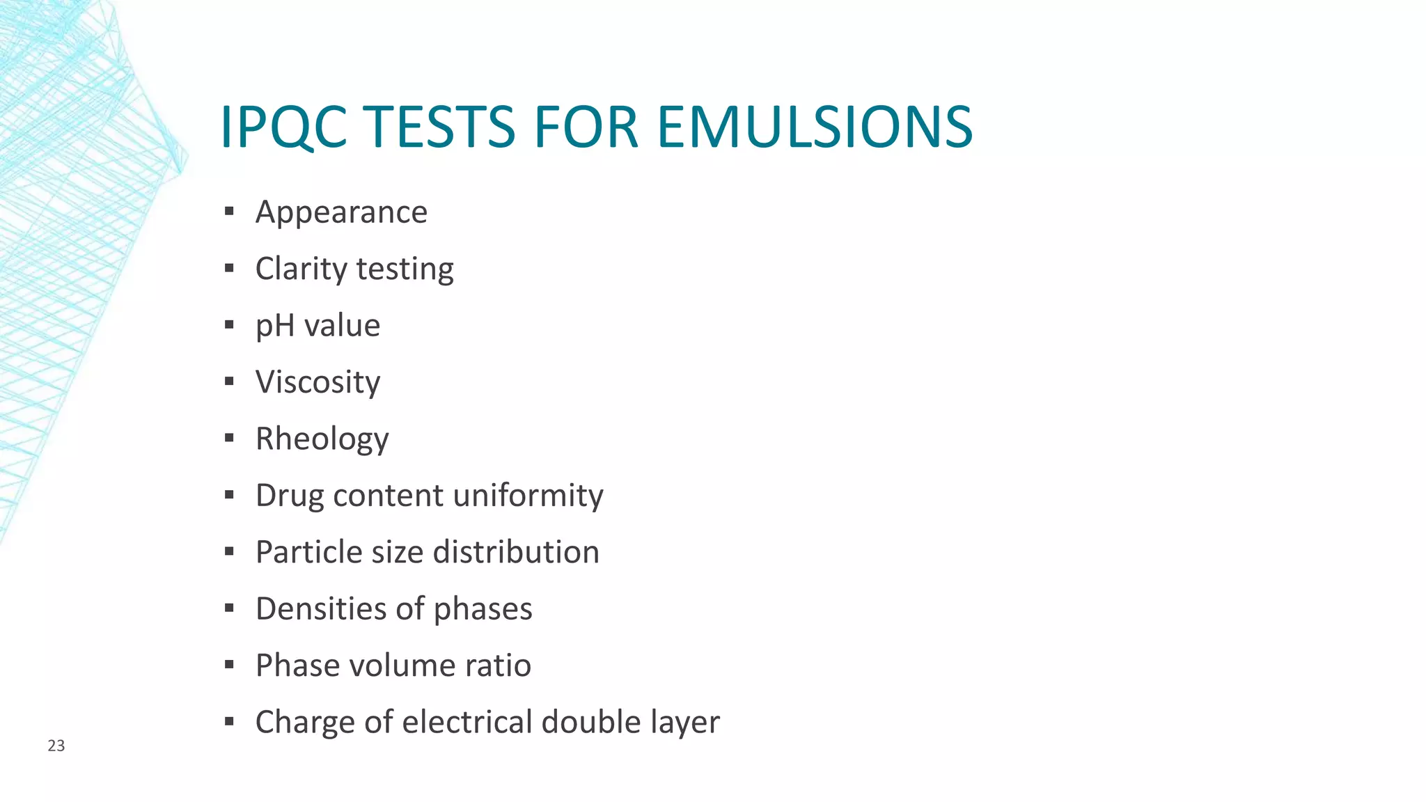 Ipqc tests for suspension & emulsion ppt | PPTX