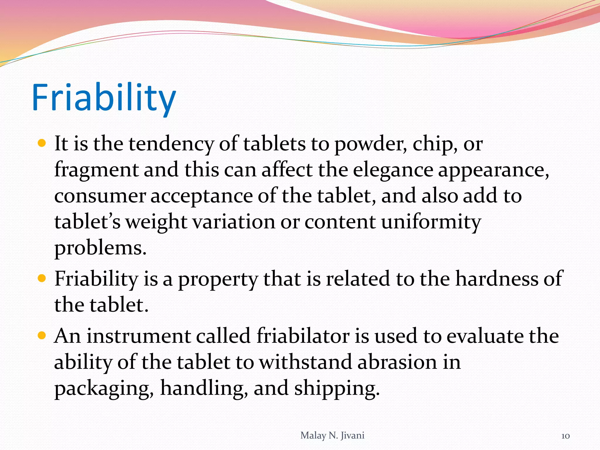 Ipqc tests for tablet | PPTX