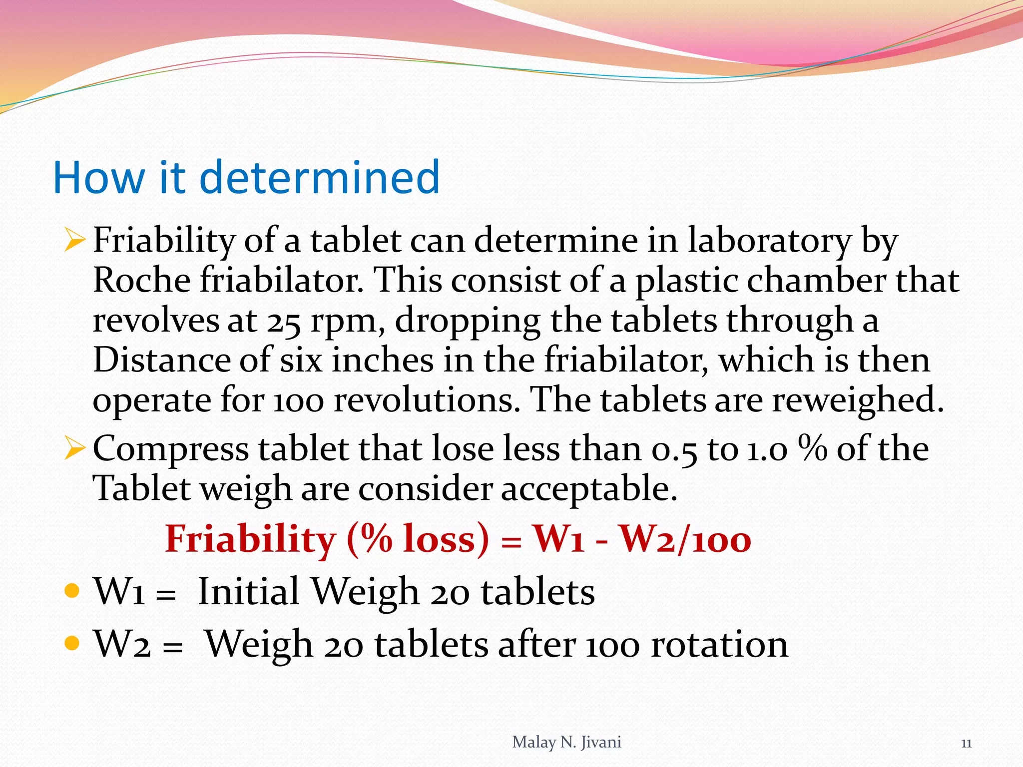 Ipqc tests for tablet | PPTX