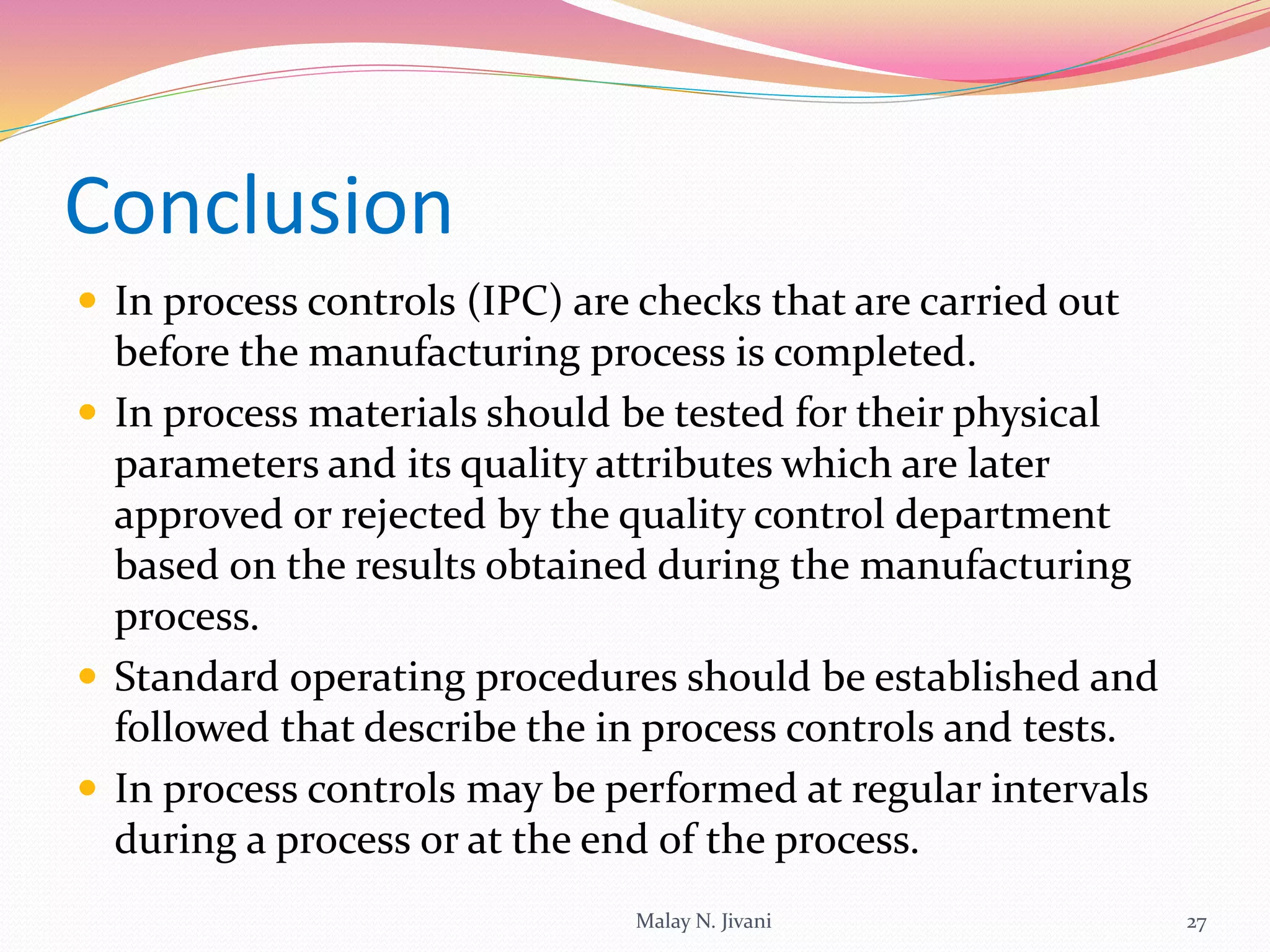 Ipqc tests for tablet | PPTX