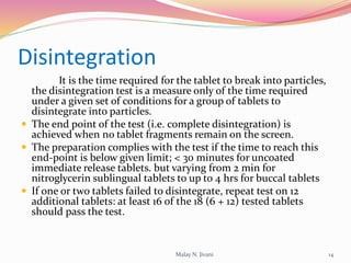 Ipqc tests for tablet | PPTX