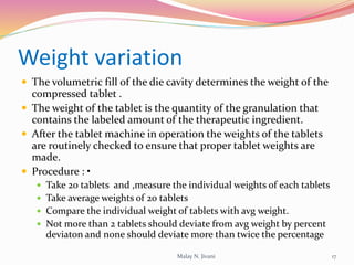 Ipqc tests for tablet | PPTX