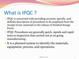 Ipqc tests for tablet | PPTX