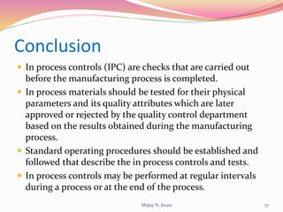 Ipqc tests for tablet | PPTX