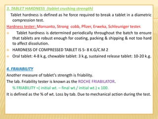 Ipqc tests of various dosage form | PPTX