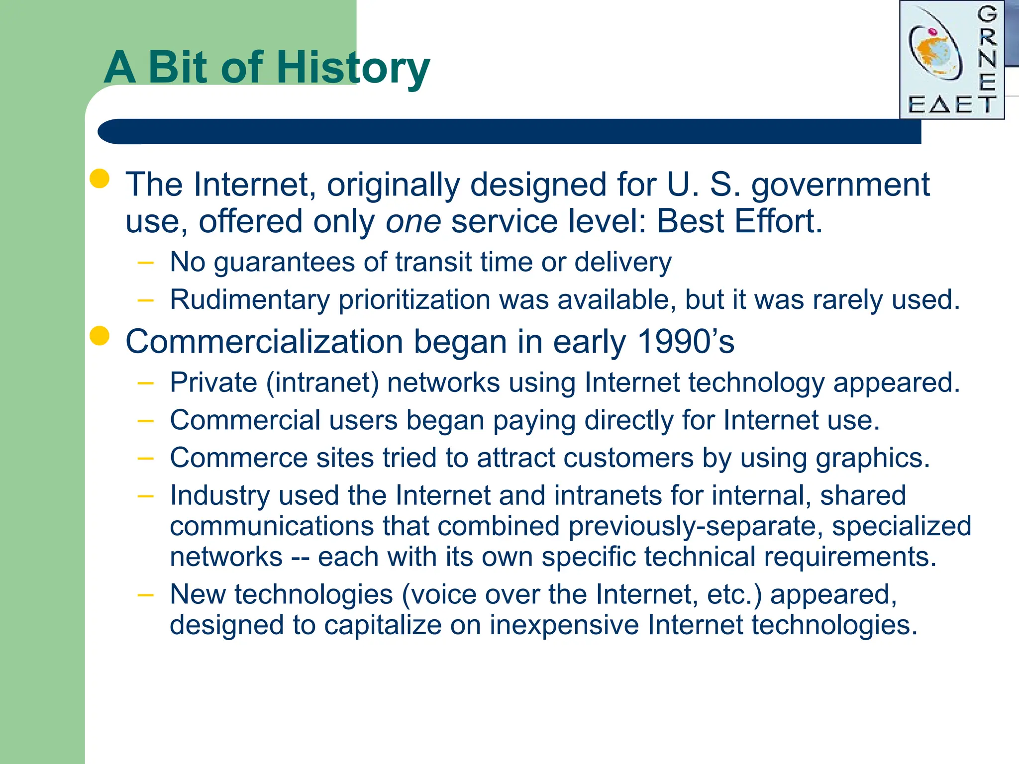 IP QoS Principles and Quality of Service (QoS) classifies network ...