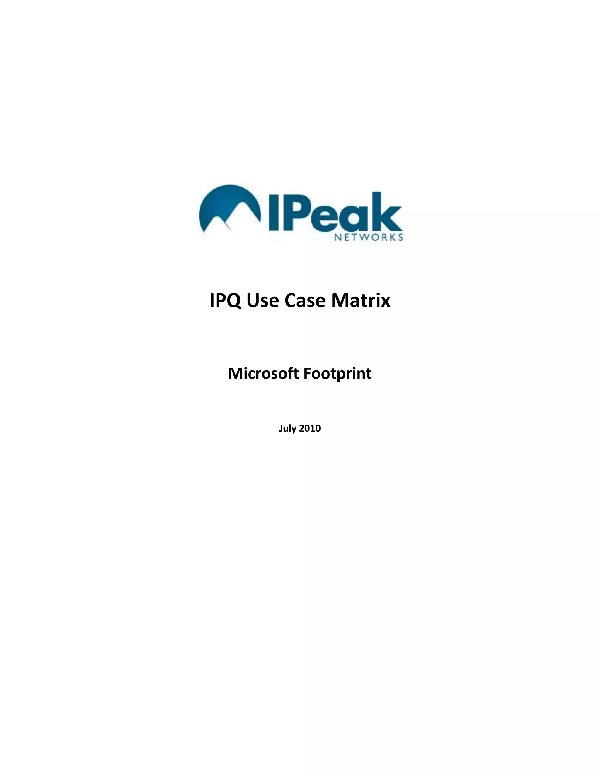 IPQ Use Case Matrix (MS Footprint) | DOCX