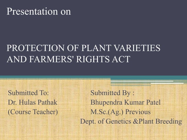 plant variety protection and farmer act | PPT