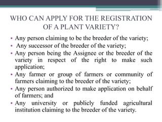 plant variety protection and farmer act | PPTX