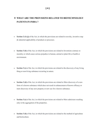 BIOTECHNOLOGY PATENTS – STATUS OF PROTECTION | PDF