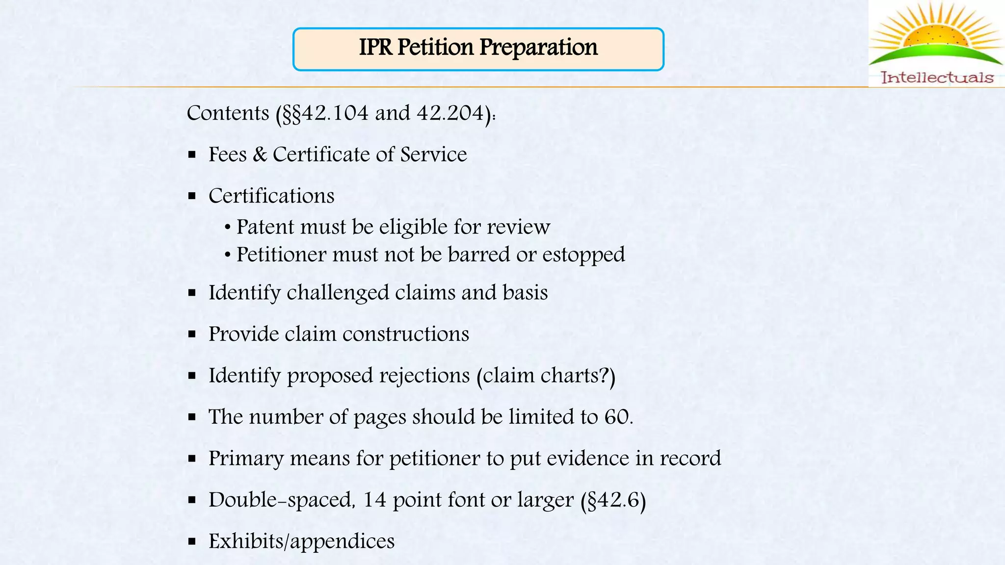 Inter Partes Review (IPR) - A Brief Understandings | PPTX
