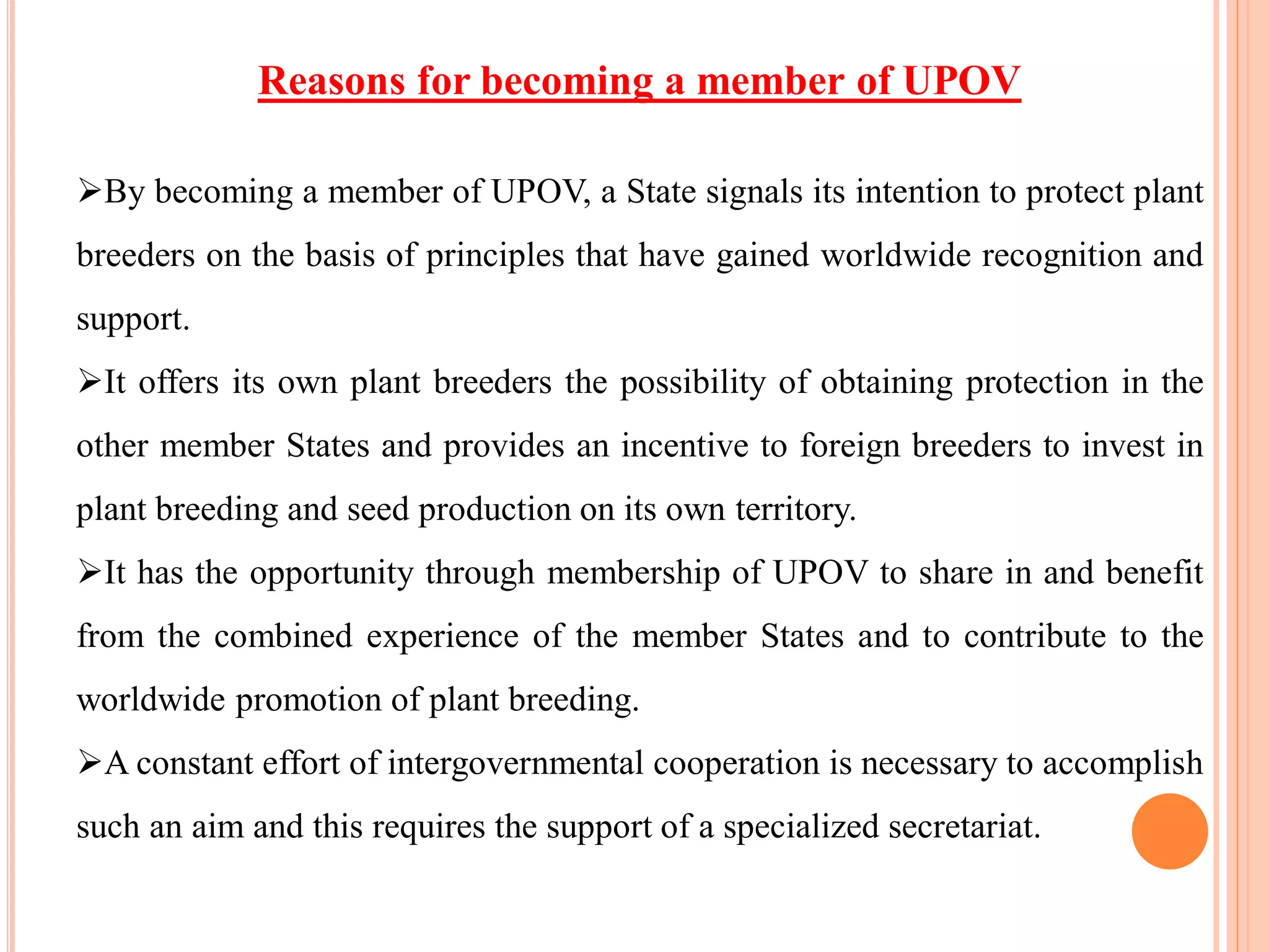 UPOV The International Union for the Protection of New Varieties of ...