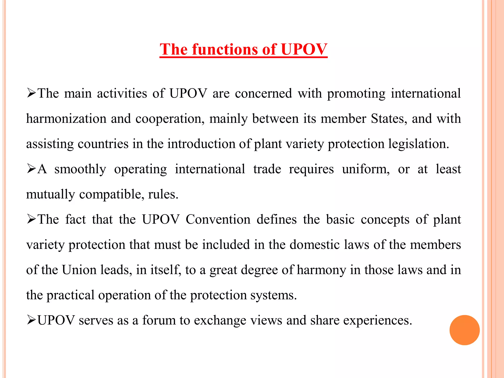 UPOV The International Union for the Protection of New Varieties of ...